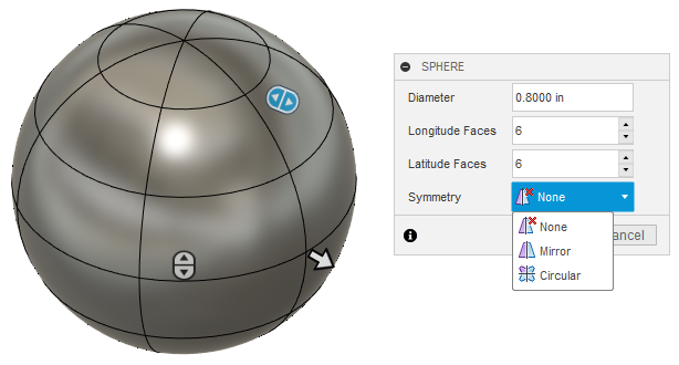 When creating a primitive sphere form, which setting ensures edits after the form is made apply ...